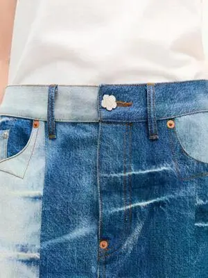 Kenzo Patchwork Raw-edge Denim Skirt