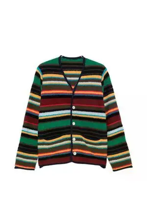 Sacai Striped V-neck Cardigan - Red