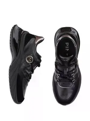 Pinko Ariel Leather Sneakers With Logo Plaque