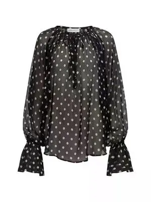 Nina Ricci Polka-dot Silk Blouse - Black