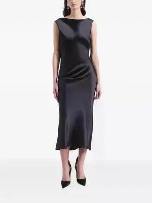 Nina Ricci Asymmetrical Draped Midi Dress - Black