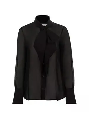 Nina Ricci Lavalliére Pussy-bow Silk Shirt - Black