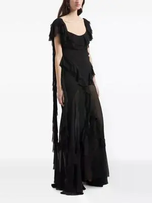 Nina Ricci Ruffled Silk Maxi Dress