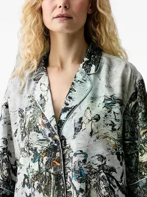 Munthe Abstract-print Silk Short-sleeve Shirt