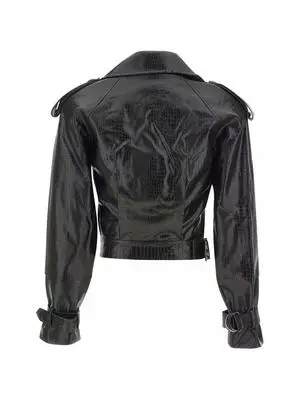 TWENTY FOURHAITCH Crocodile-effect Double-breasted Cropped Jacket
