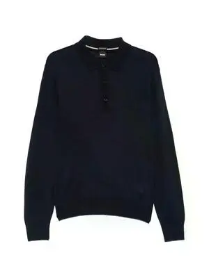 BOSS Polo Collar Long Sleeve Sweater