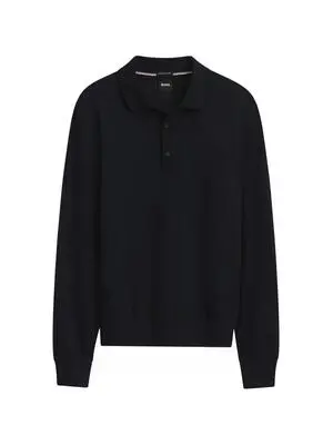 BOSS Polo Collar Long Sleeve Sweater - Blue