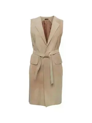 THE ROW Sleeveless Belted Suede Coat