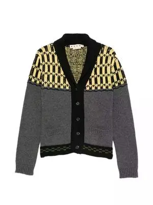 Marni Geometric Pattern Shawl Collar Cardigan