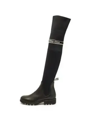 Miu Miu Knit Leather Boots