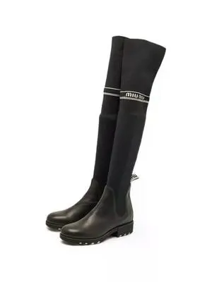 Miu Miu Knit Leather Boots