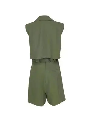SELF-PORTRAIT Double-breasted Twill Playsuit