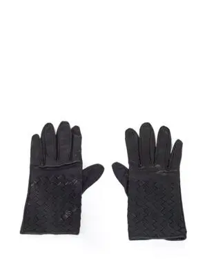 Bottega Veneta Intrecciato Leather Gloves - Black
