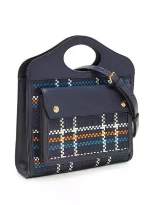 Burberry Mini Pocket Woven Leather Tote Bag