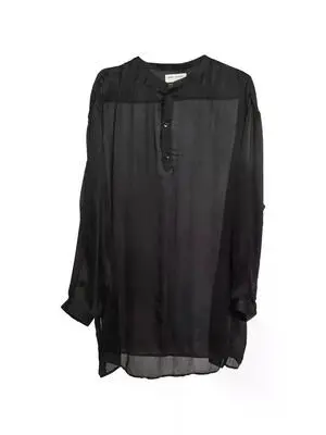Saint Laurent Chiffon Chinese-collar Shirt - Black