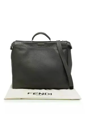 Fendi 2014 Large Peekaboo Leather Tote Bag - Grey