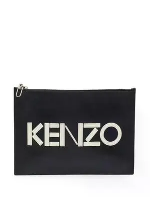 Kenzo Logo-print Leather Pouch - Black