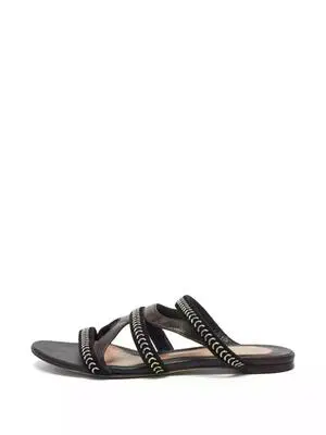 Alexander McQueen Embellished Strappy Slide Sandals - Brown