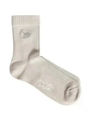 Maison Kitsuné Baby Fox Ribbed Socks - Neutrals