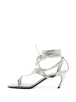 Attico Strappy Thong Sandals - Silver