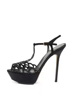 SERGIO ROSSI Embellished Ankle-strap Sandals - Black