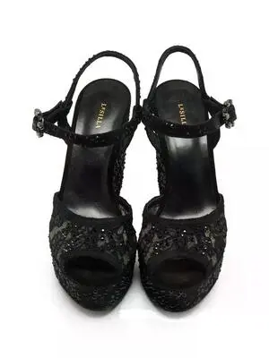 LE SILLA Crystal-embellished Lace Sandals