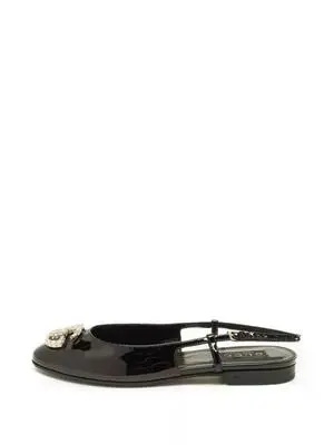 Gucci Horsebit Slingback Flat Pumps - Black