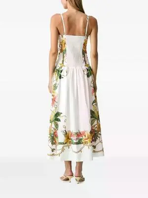 Farm Rio Tropical Royalty Off- Midi Dress - White