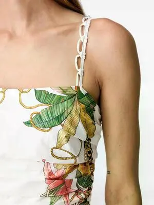 Farm Rio Tropical Royalty Off- Midi Dress - White