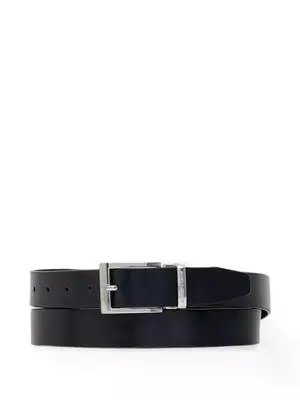 Emporio Armani Smooth Leather Belt With Rectangular Buckle - Black