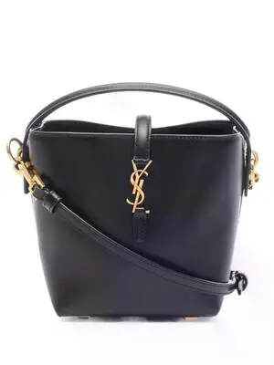 Saint Laurent 2010s Logo-plaque Leather Handbag - Black