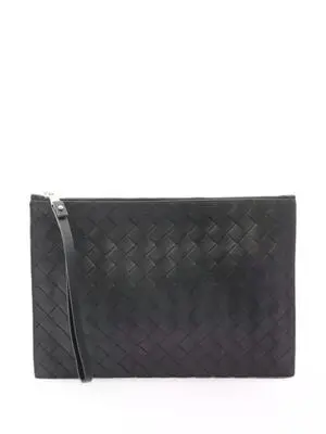 Bottega Veneta 2020s Intrecciato Wristlet Clutch Bag - Black