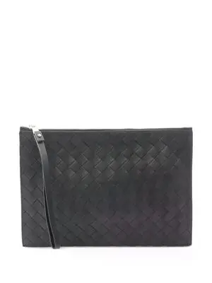 Bottega Veneta 2020s Intrecciato Wristlet Clutch Bag - Black