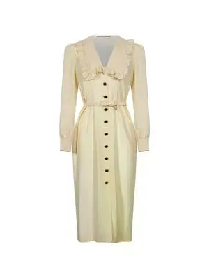 Alessandra Rich Ruffled Belted Midi Dress
