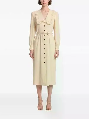 Alessandra Rich Ruffled Belted Midi Dress