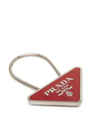 Prada 2010-2026 Brass Enamel Triangle Logo Key Chain