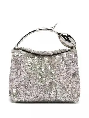 Erdem Bloom Sequin-embellished Tote Bag - Silver