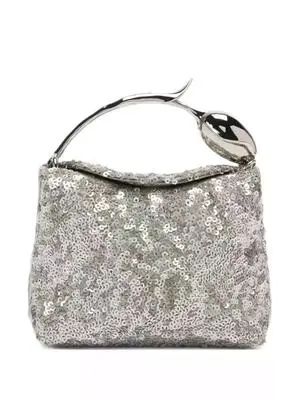 Erdem Micro Bloom Sequin-embellished Mini Bag - Silver
