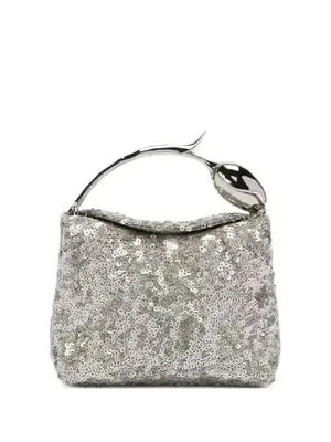 Erdem Micro Bloom Sequin-embellished Mini Bag - Silver
