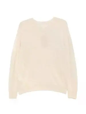 MAISON123 Cream Fine Knit Crew Neck Sweater