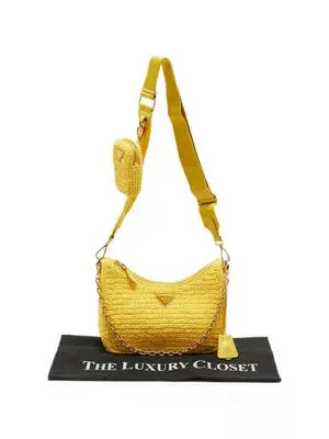 Prada Re-edition 2005 Raffia Shoulder Bag - Yellow