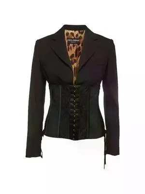 Dolce & Gabbana Lace-trim Bustier Shirt - Black