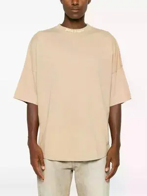 Palm Angels Logo-print Drop-shoulder T-shirt - Neutrals