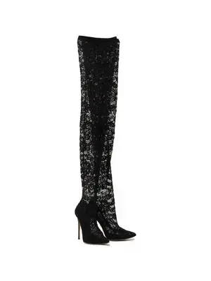 Dolce & Gabbana Lace Mesh Boots - Black