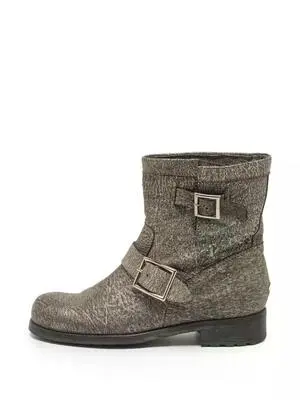 JIMMY CHOO Platinum Buckle Ankle Boots