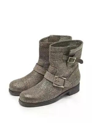 JIMMY CHOO Platinum Buckle Ankle Boots