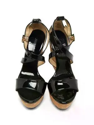 JIMMY CHOO Patent Leather Wedge Sandals