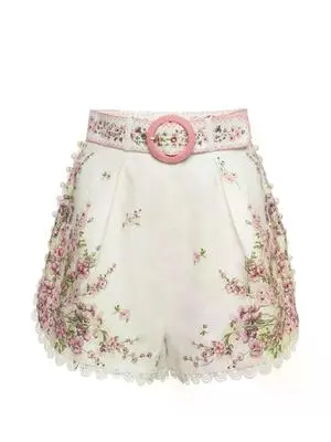 Zimmermann Belted Floral-print Linen Shorts