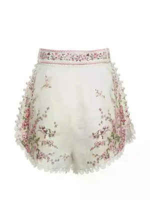 Zimmermann Belted Floral-print Linen Shorts