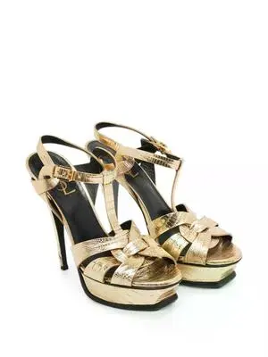 Saint Laurent Tribute Lizard-embossed Platform Sandals